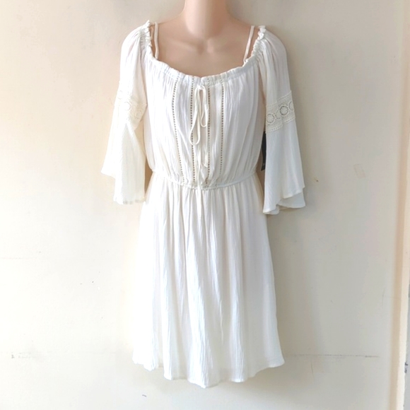 NAIF | Dresses | Naif White Off The Shoulder Peasant Dress M | Poshmark